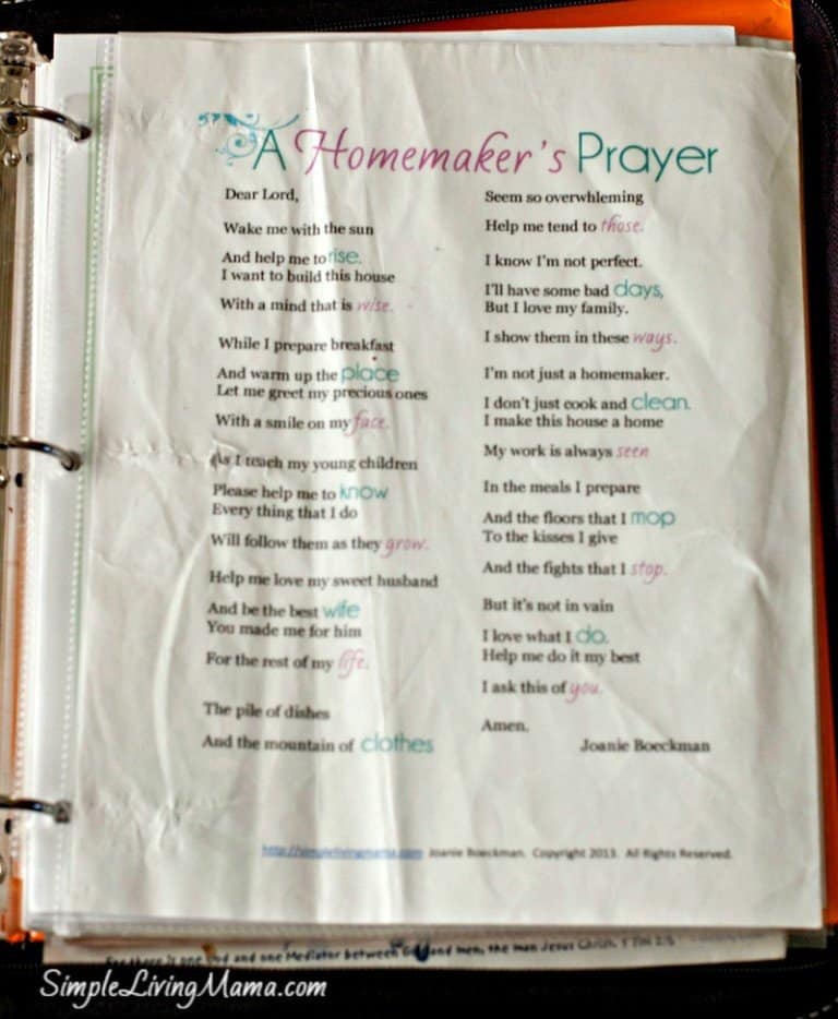 How To Create a Homemaking Binder with Free Printables - Simple Living Mama