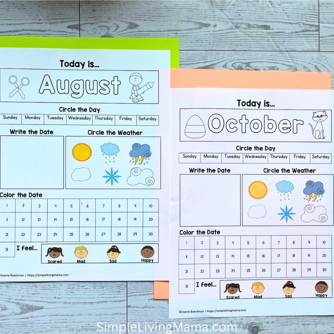 Morning Time Calendar Worksheets – Preschool & Kindergarten Daily ...