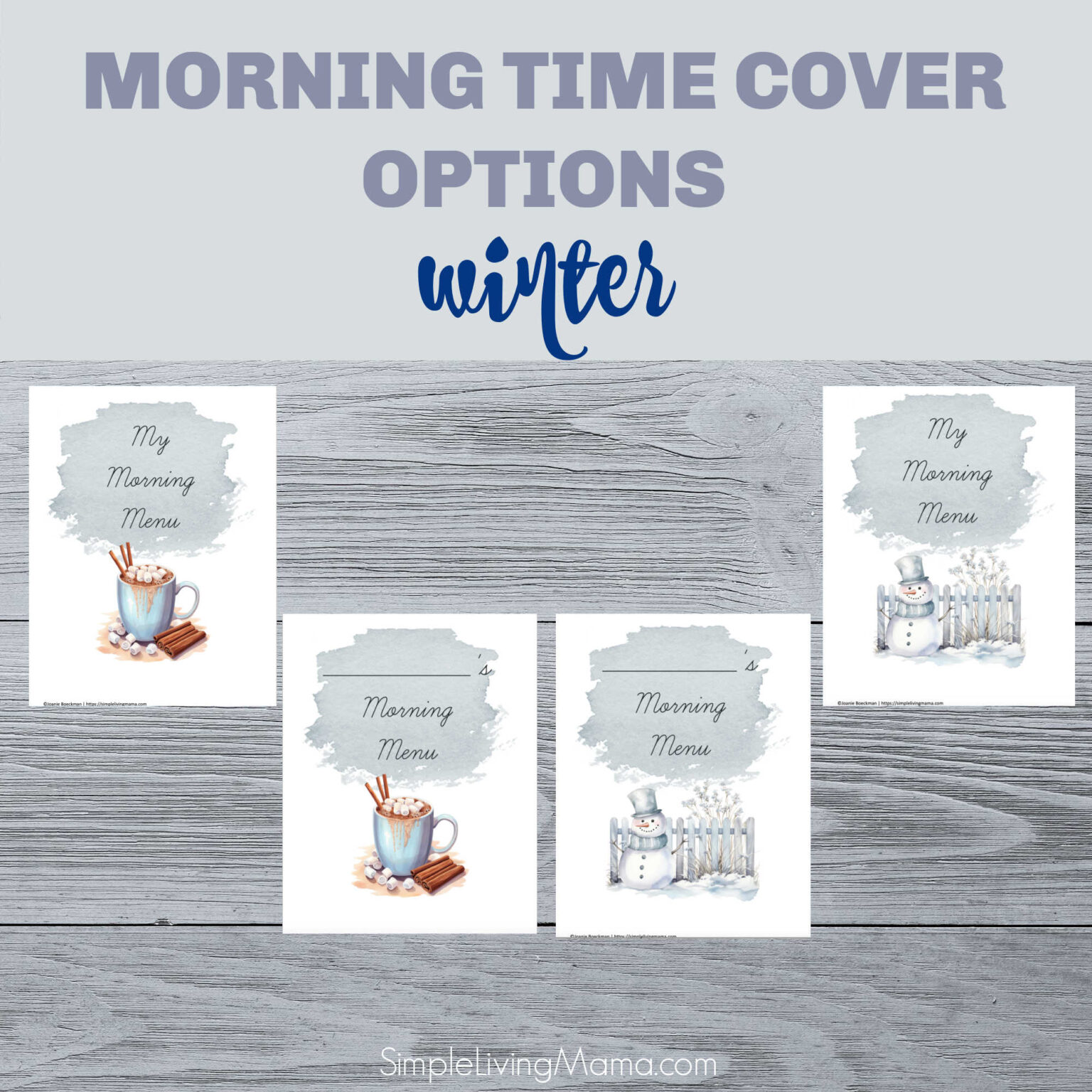 Morning Time Menu Printables - Winter - Simple Living Mama